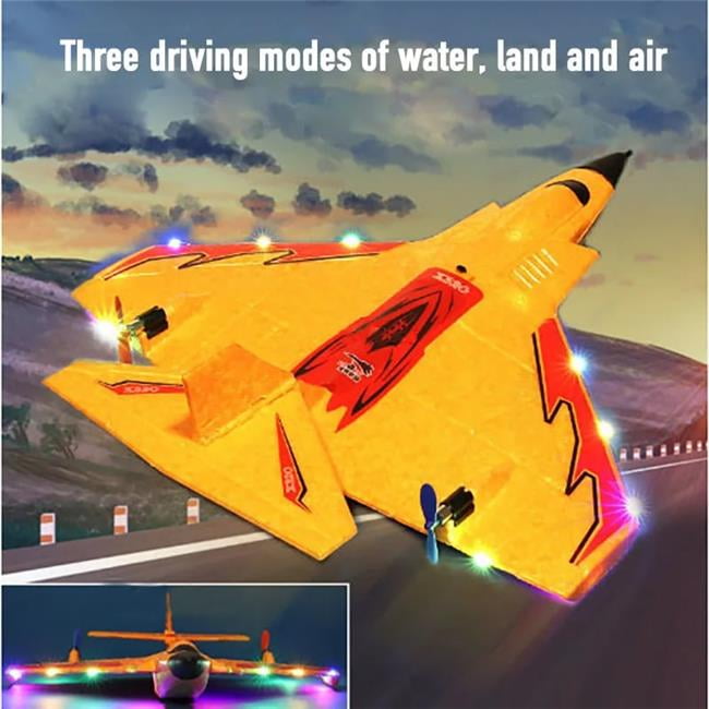 UNO1RC NM59622 Water, Land & Air 3-in-1 RC Plane with Light Fixed Wing Hand Throwing EPP Foam RC ...