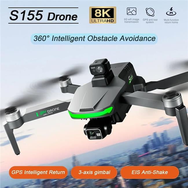 UNO1RC NM62408 S155 Pro GPS Drone 5G FPV GPS Return Brushless Motor 8K HD Dual Camera 360 Deg ...