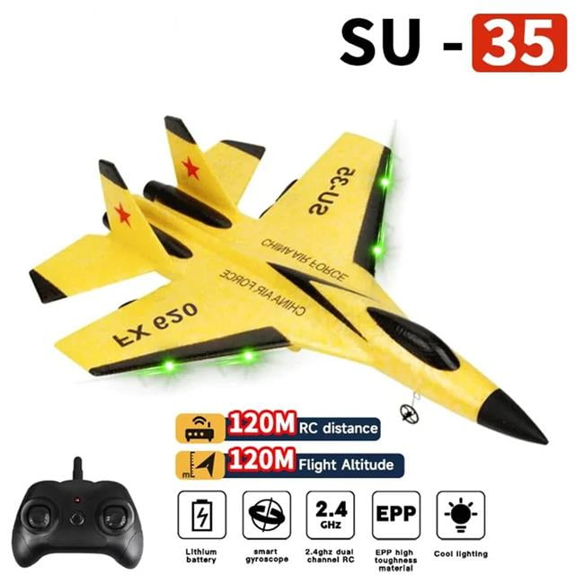 UNO1RC NM58567 Plane SU35 2.4G with LED Lights Aircraft Remote Control Flying Model Glider ...