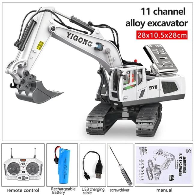 UNO1RC NM61097 Remote Control Excavator 1 by 20 11 Channel Diecast RC ...