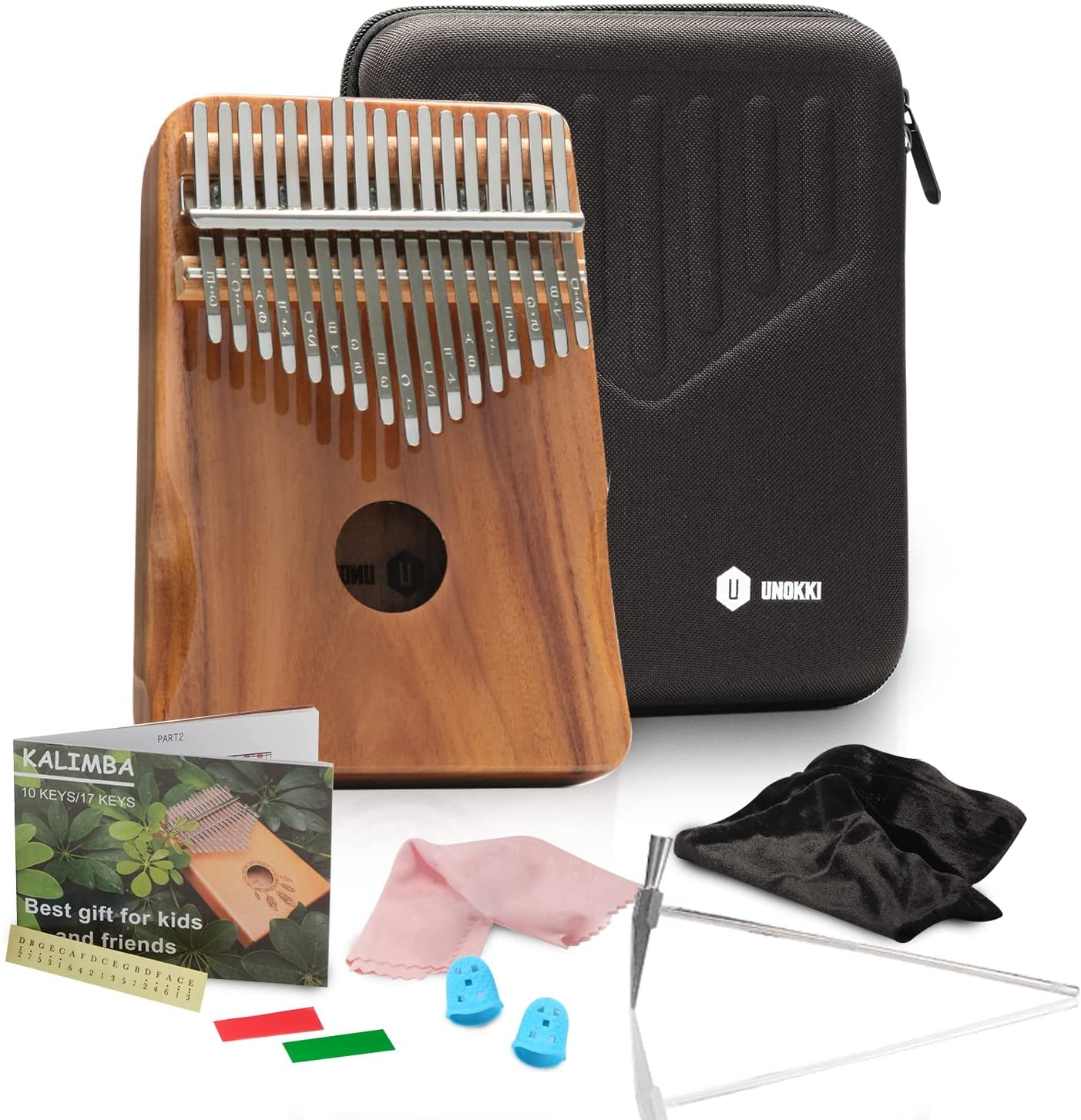 UNOKKI Kalimba 17 Key Thumb Piano | Solid Koa Acacia Wood Mbira ...