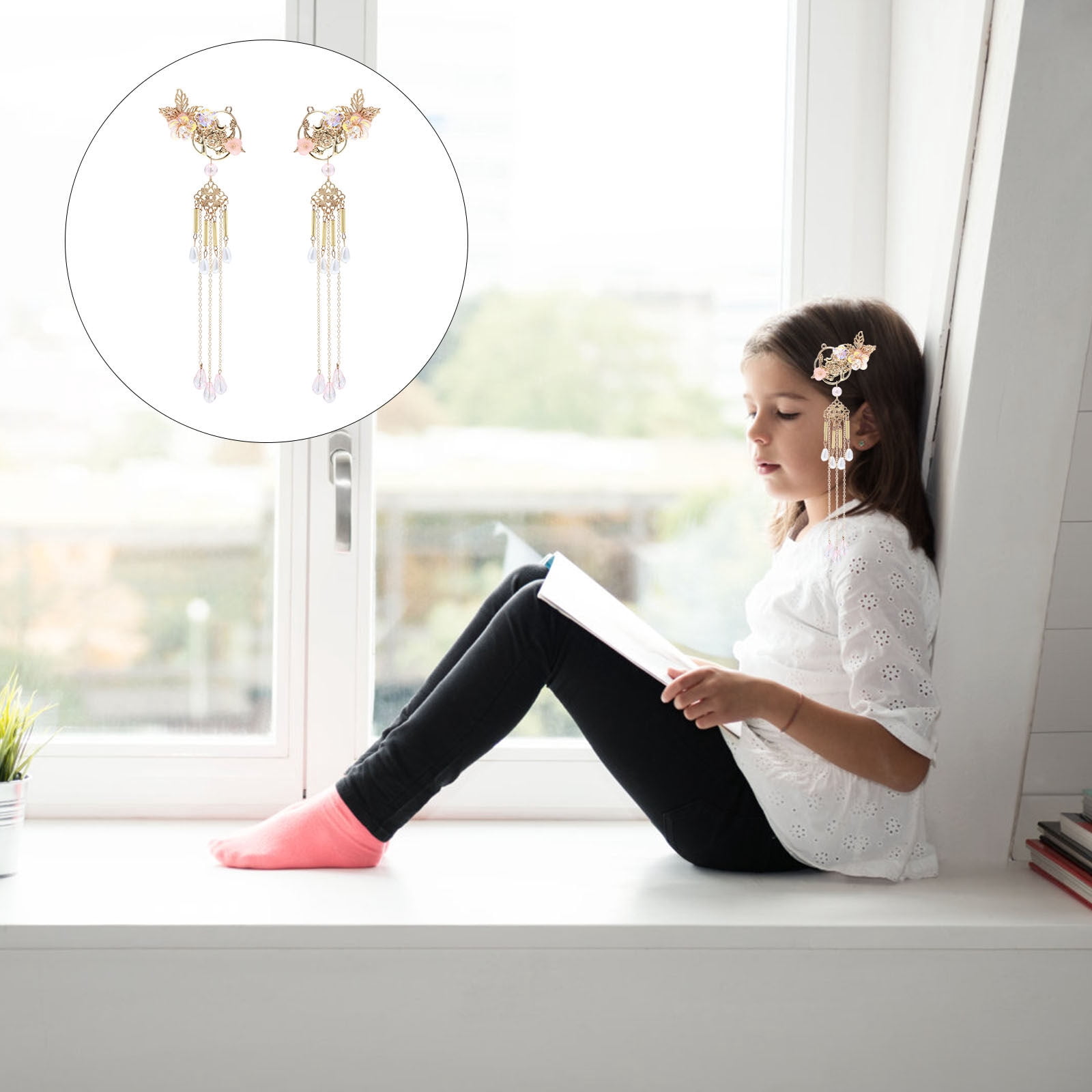 UNOMOR 1 Pair Traditional Chinese Hairpin with Flower Decoration for ...
