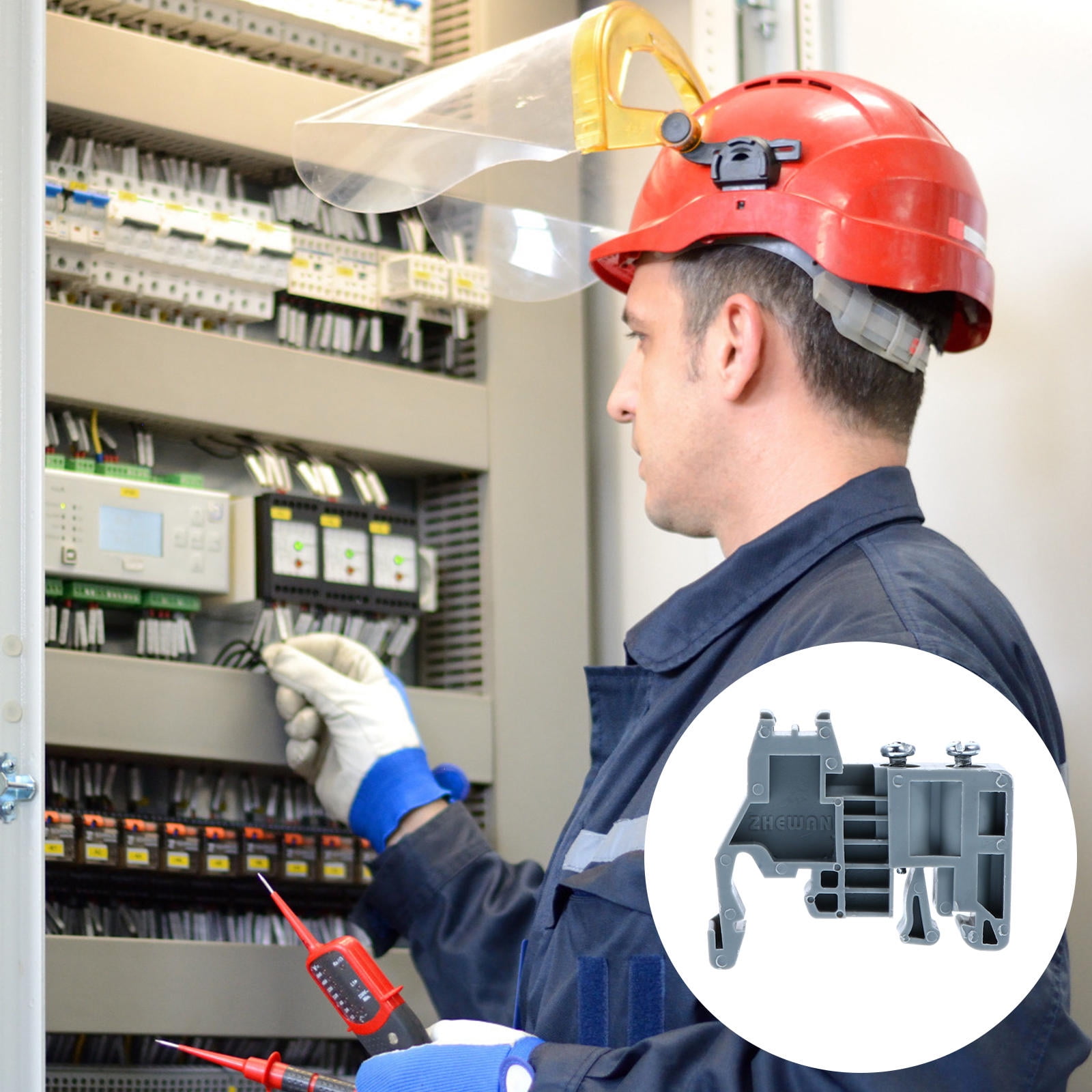 UNOMOR 100PCS DIN Rail Bracket Terminal Block Stopper Grey Plastic for ...