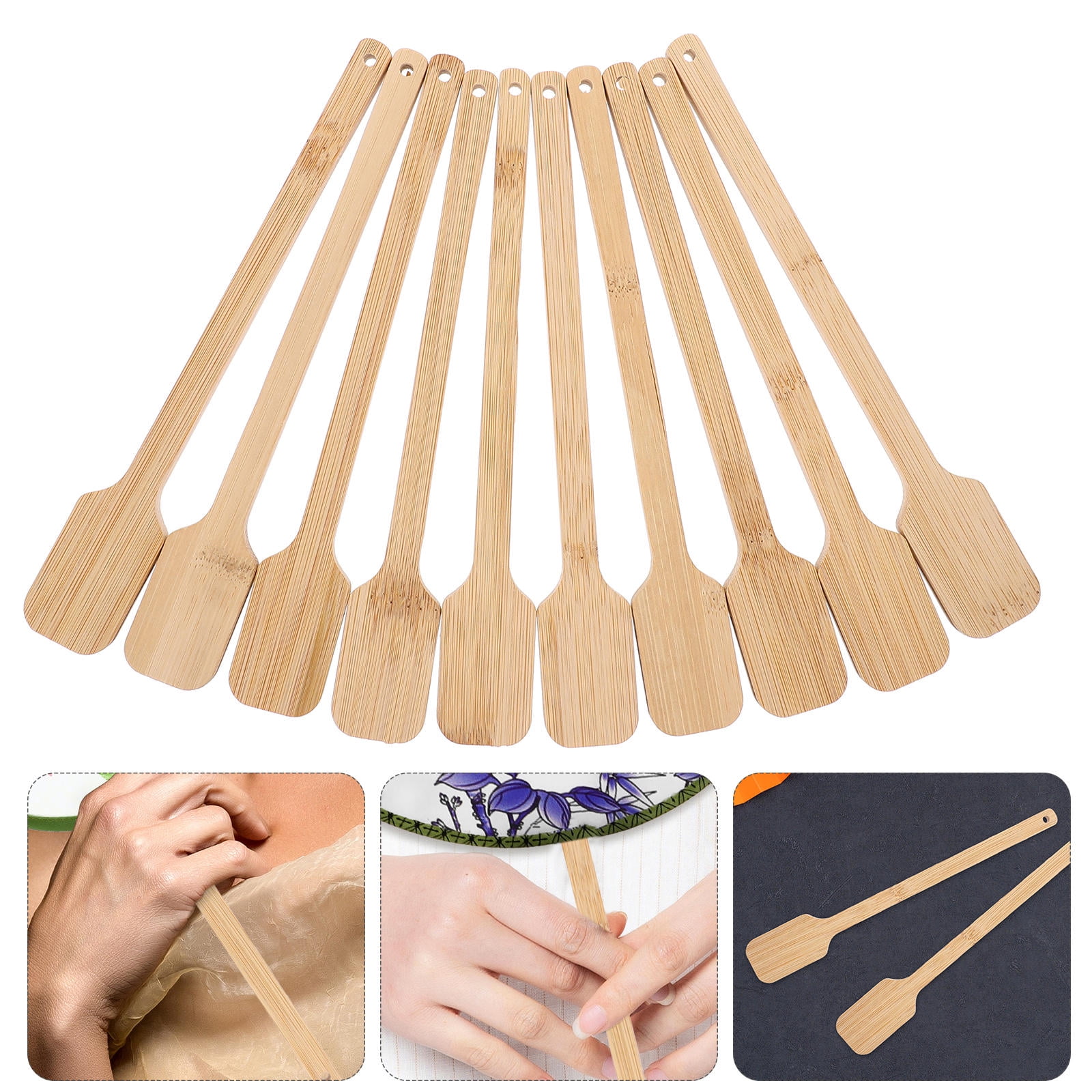 UNOMOR 10pcs DIY Bamboo Fan Handle Round Hand Fan Sticks Khaki Craft ...
