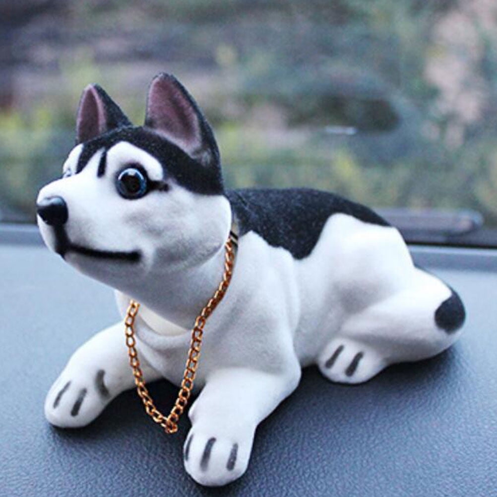 UNOMOR 1PC Husky Shape Bobbing Dog for Car Multi Flocking Decoration ...