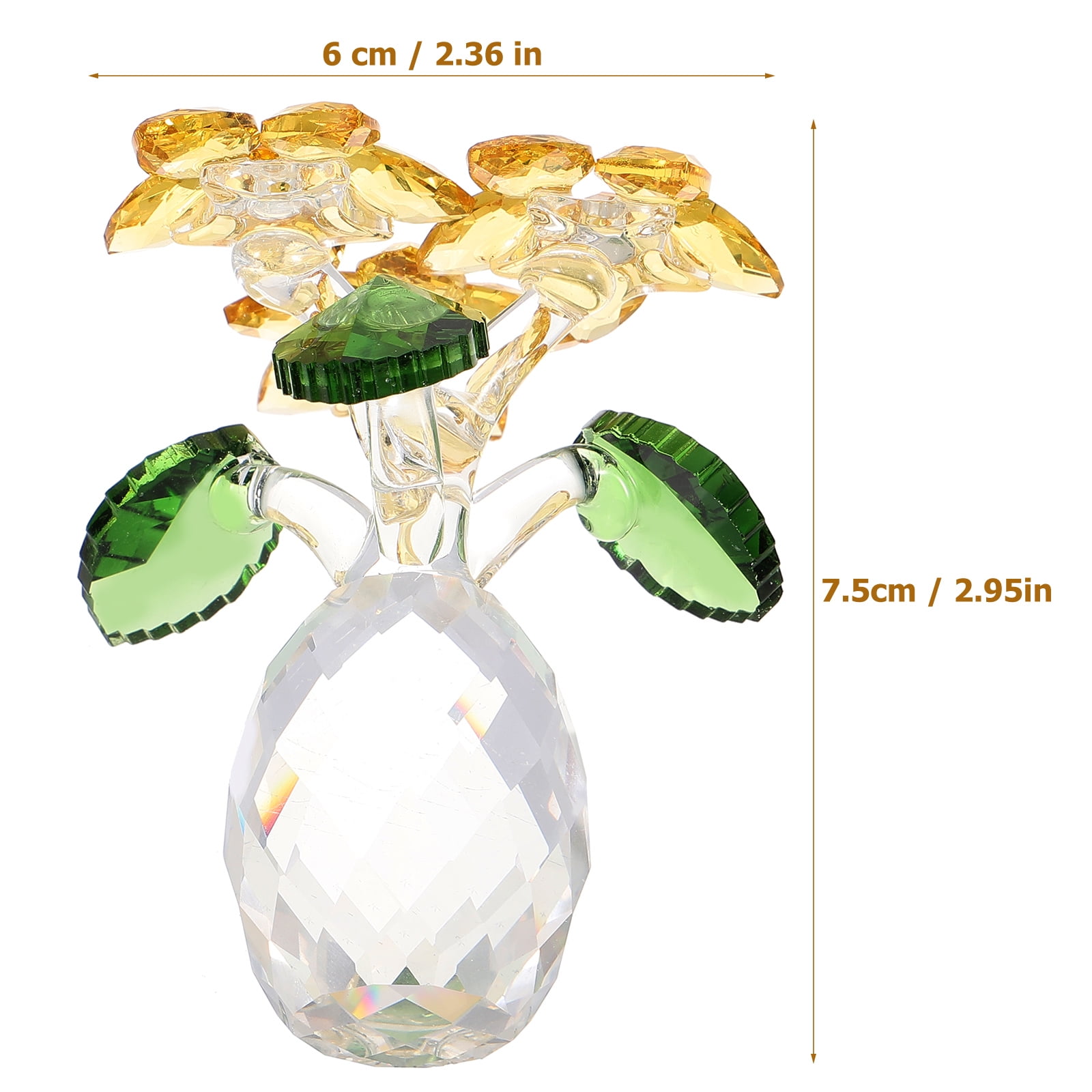 UNOMOR 2 pcs Crystal Sunflower Figurine Table Crystal Flower Ornament ...