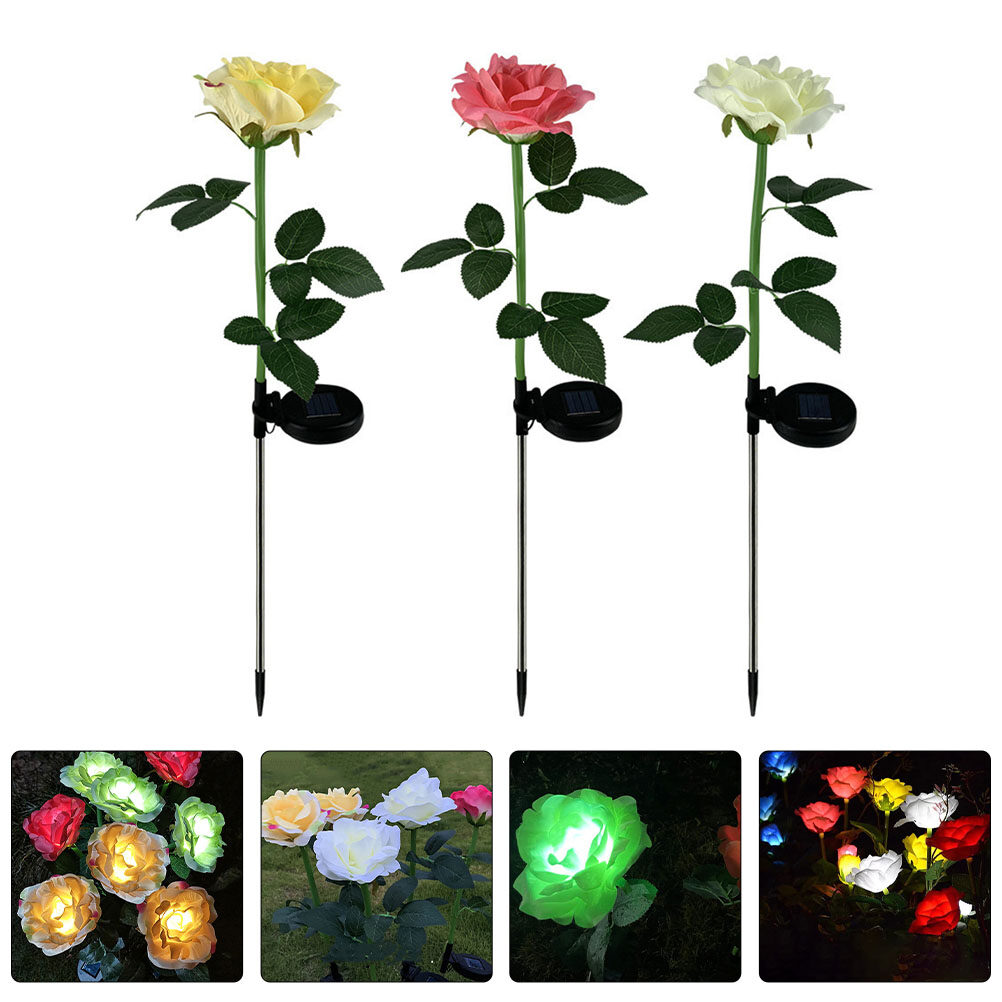 UNOMOR 3Set Stylish LED Rose Lamp Plastic Rose Shape Light for ...