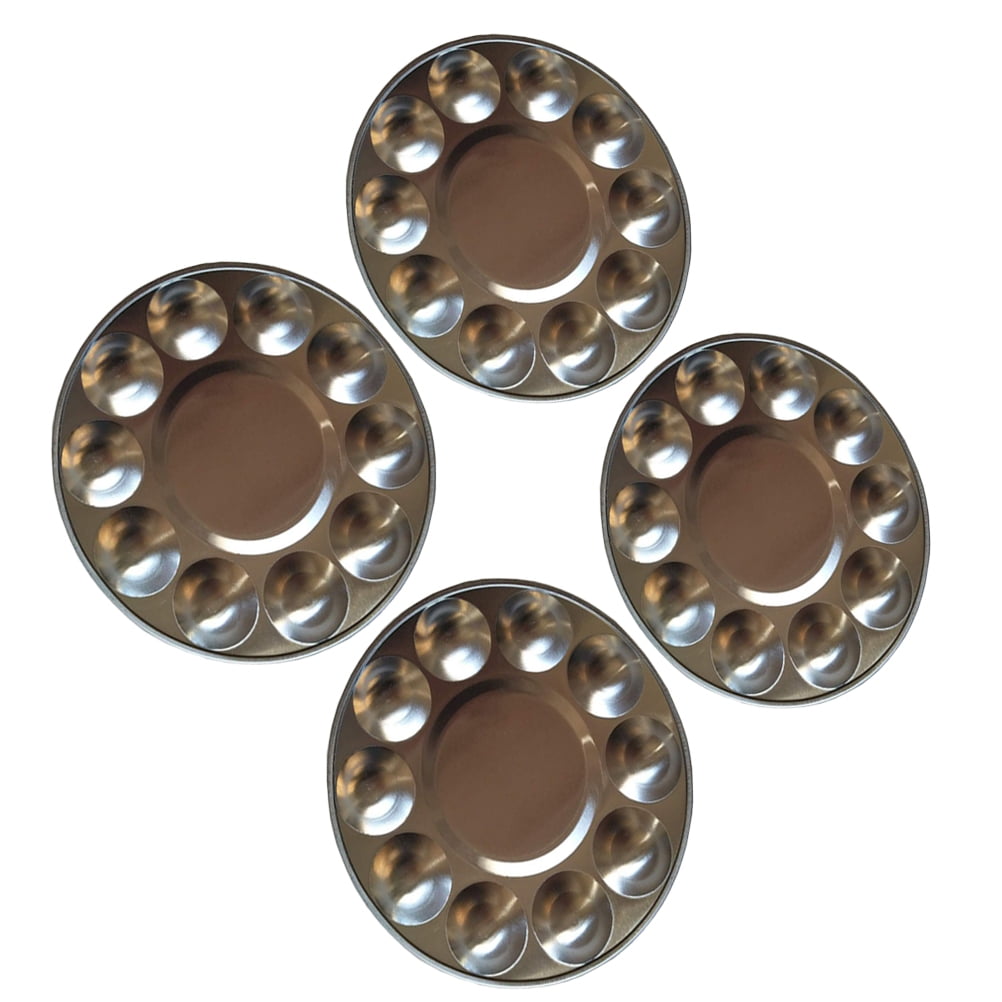 Soimiss 4Pcs Aluminum Painting Palette with 10 Holes Durable Rust Proof ...
