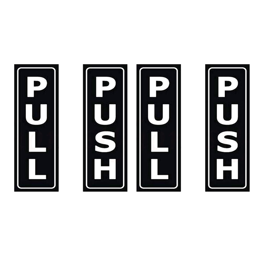 UNOMOR 4Pcs Push Pull Door Sign Decals Black PVC Waterproof for ...