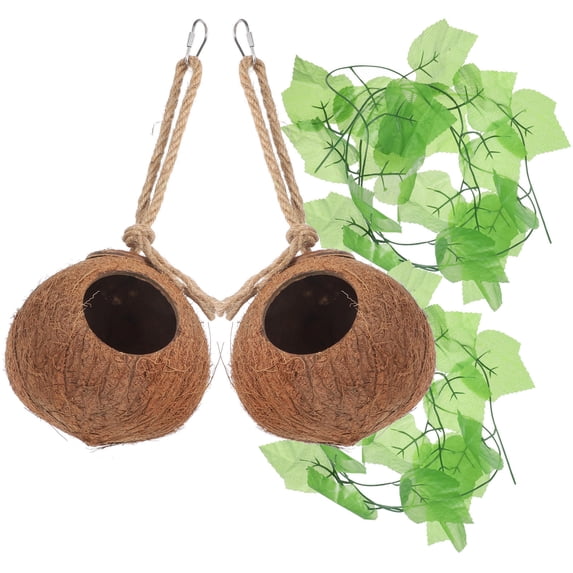 UNOMOR 4pcs Lizard Pet Nest Coconut Shell Reptile Pet House Comfortable ...