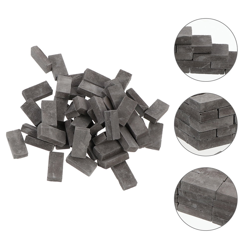 UNOMOR 50Pcs Simulated Brick Models Clay Dark Grey for DIY Miniature ...