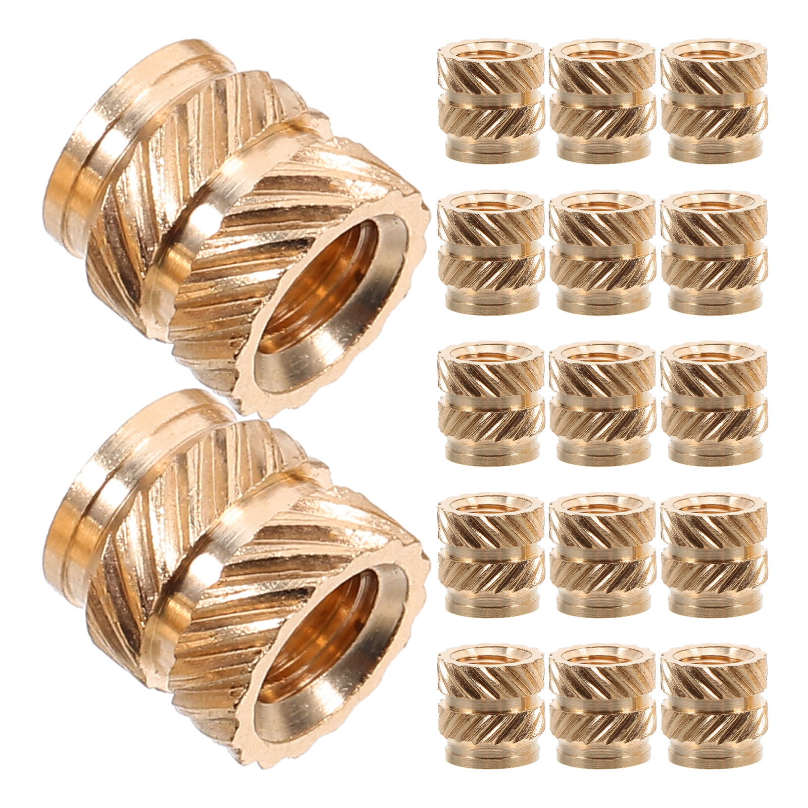 UNOMOR 50Pcs Threaded Inserts Nuts Brass Copper Knurled Pattern ...