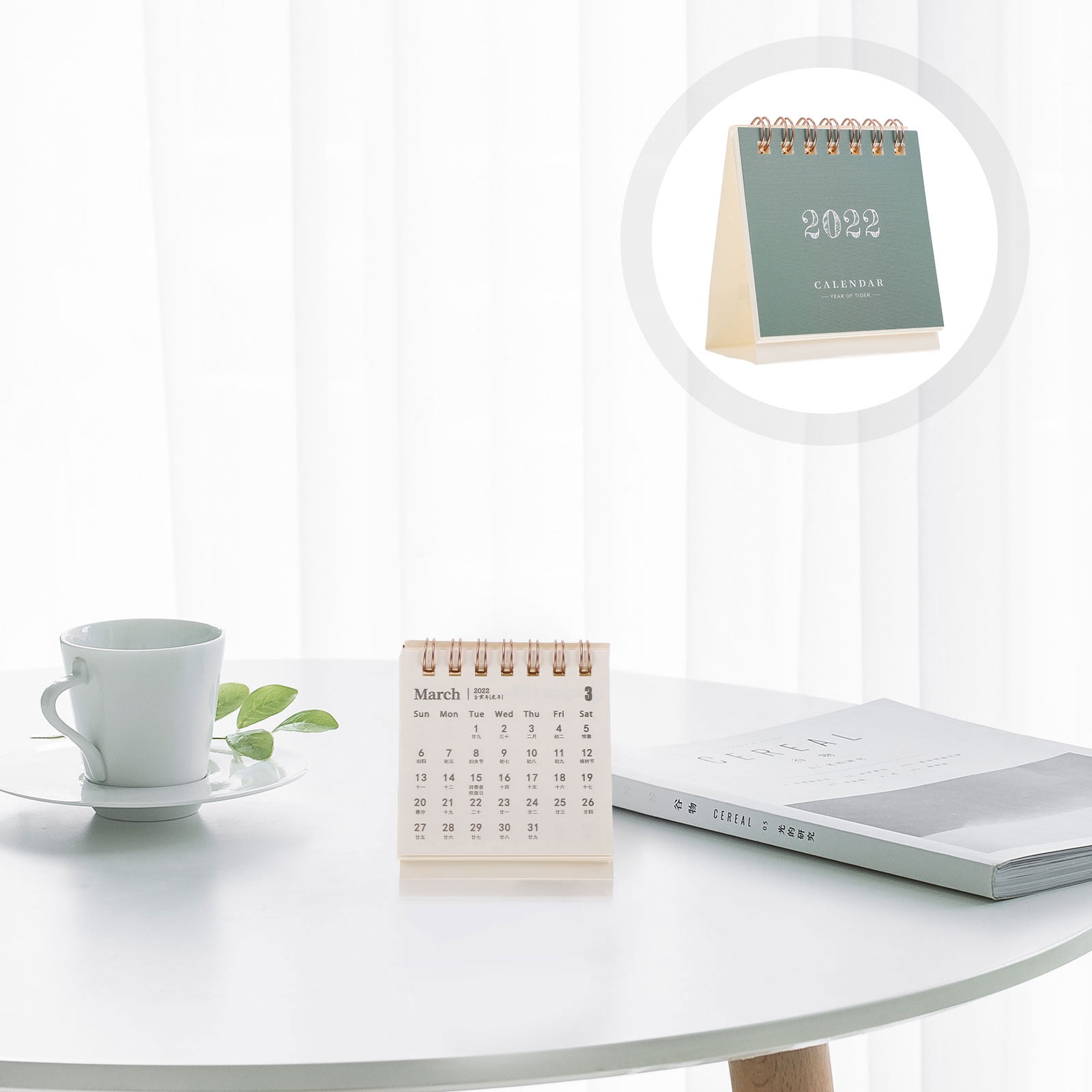 UNOMOR 5Pcs Aesthetic Calendar Paper Calendar Table Bean Green For ...