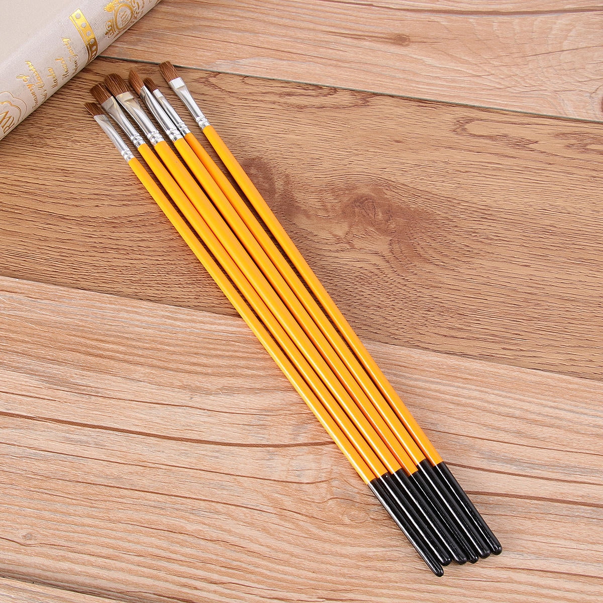 UNOMOR 6Pack Angled Paint Brush Assorted Color for Artists Professional ...