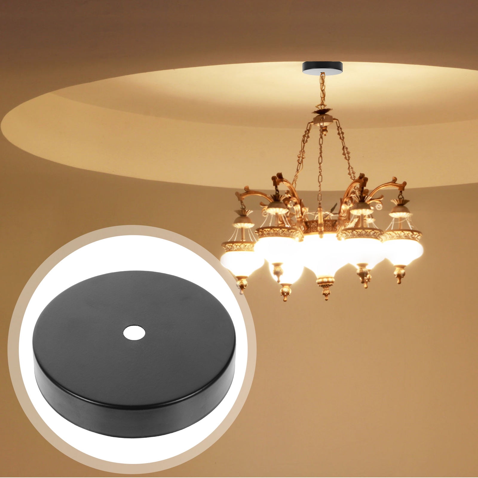 UNOMOR 6Pcs Ceiling Light Cover Black Metal Mounting Plate For ...