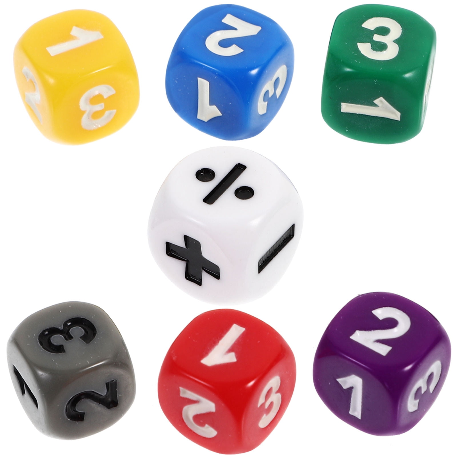 UNOMOR 7pcs Educational For Fun Calculation With Number Signs Dice For ...