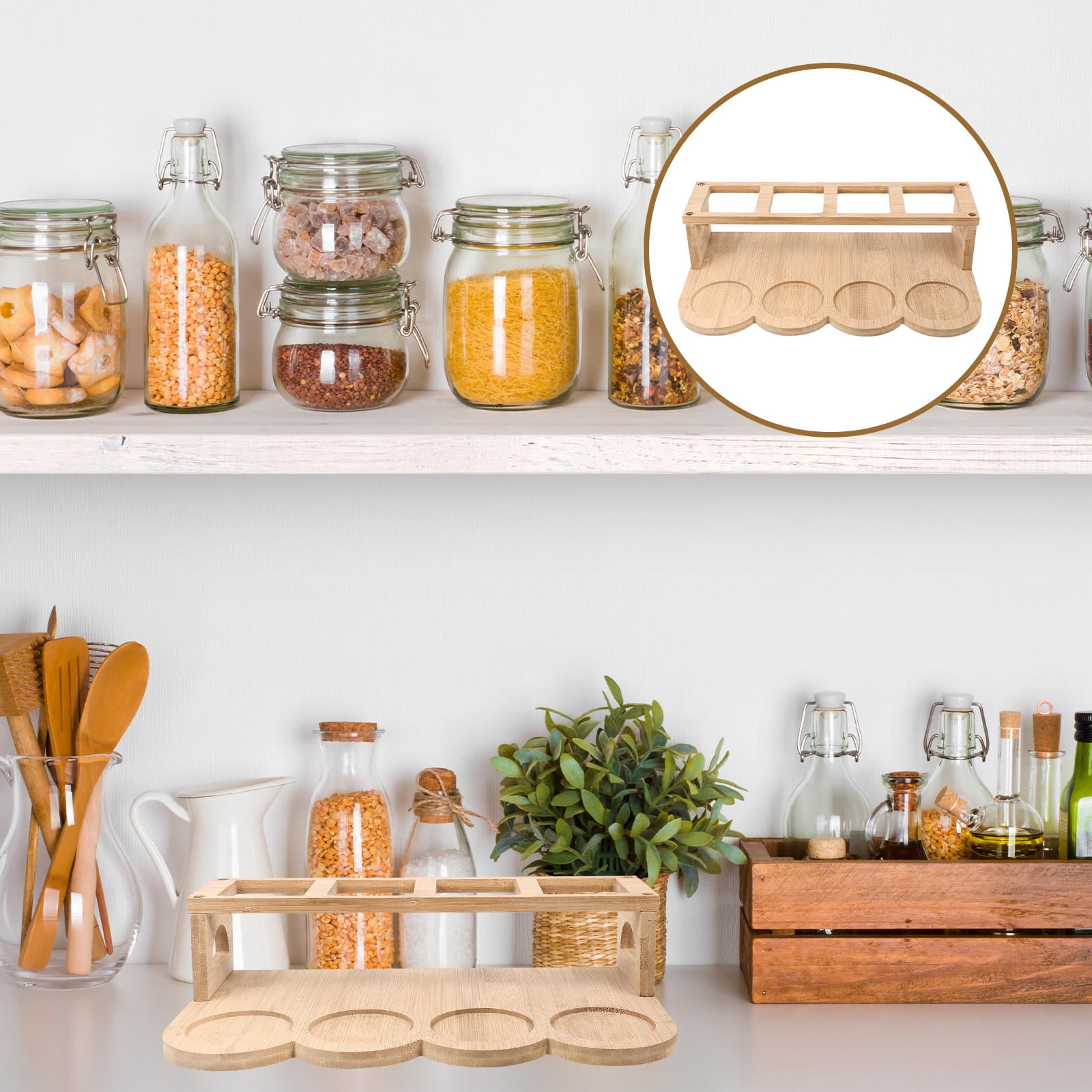 Soimiss Wooden Spice Rack Khaki Multi-Use Kitchen Storage Organizer ...