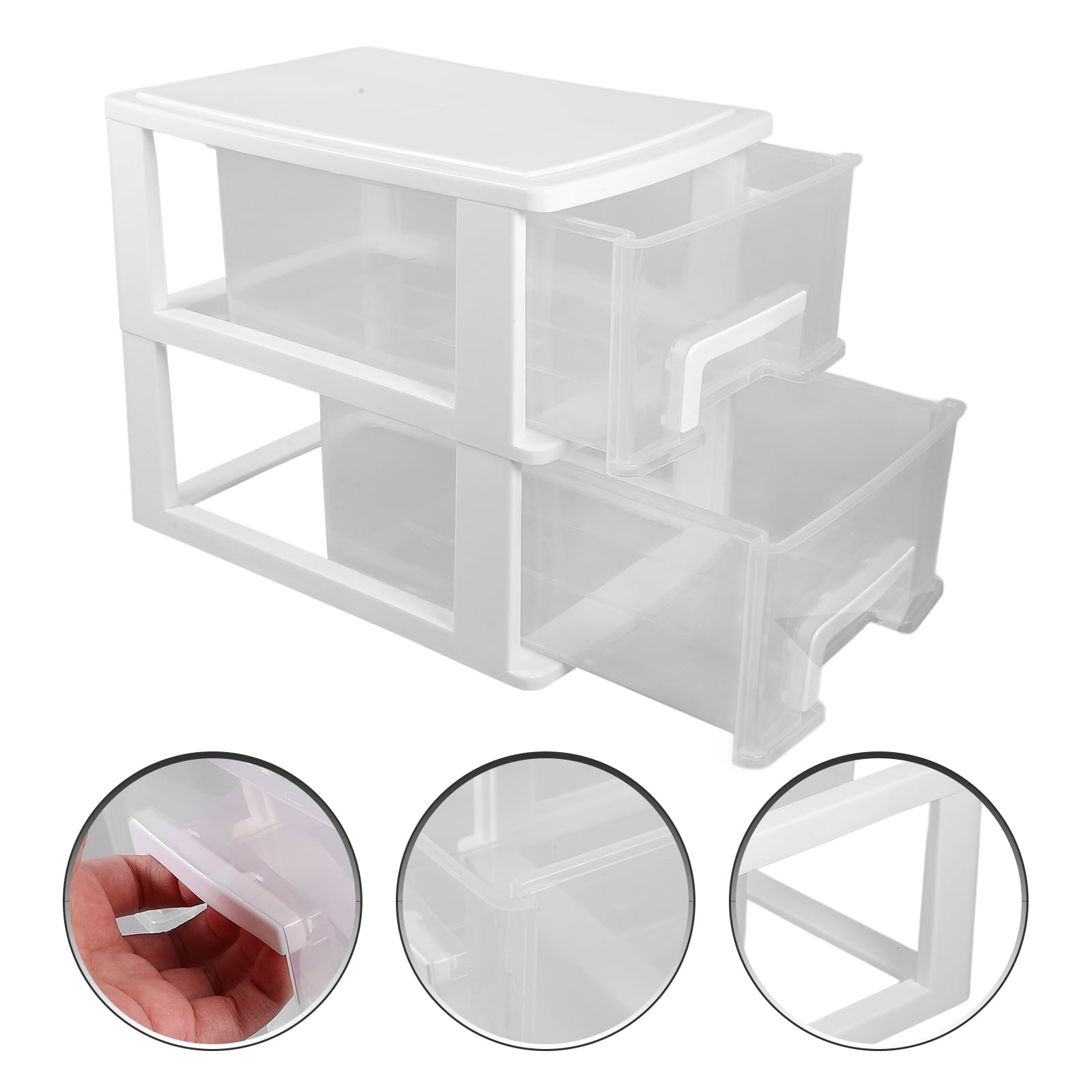 UNOMOR Desktop Organizer With Drawers Desk Drawer Box Transparent 1 Set ...