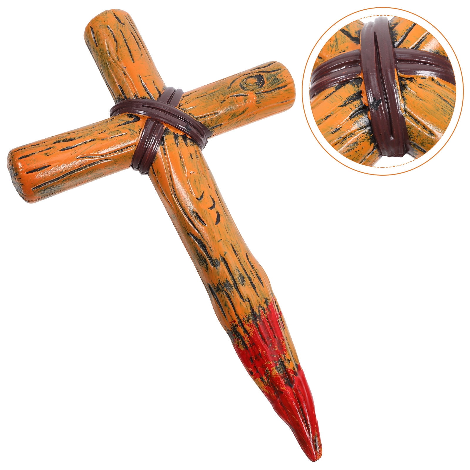 UNOMOR Holding Crosses Cross Statue Brown 1Pcs Plastic Religious Symbol ...