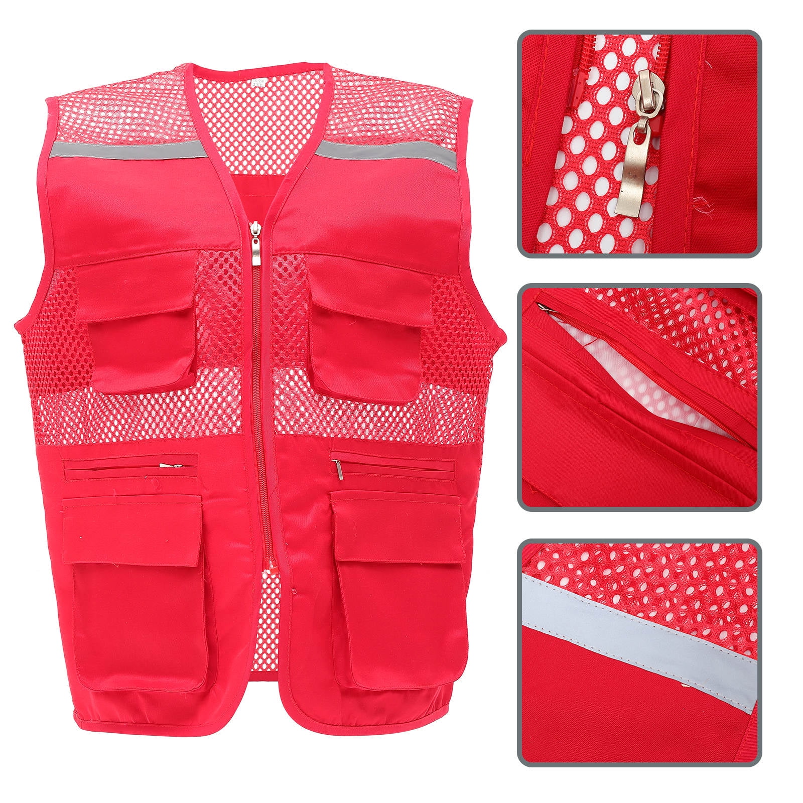 UNOMOR Practical Reflective Vest for Low Light Conditions Red 1Pcs ...