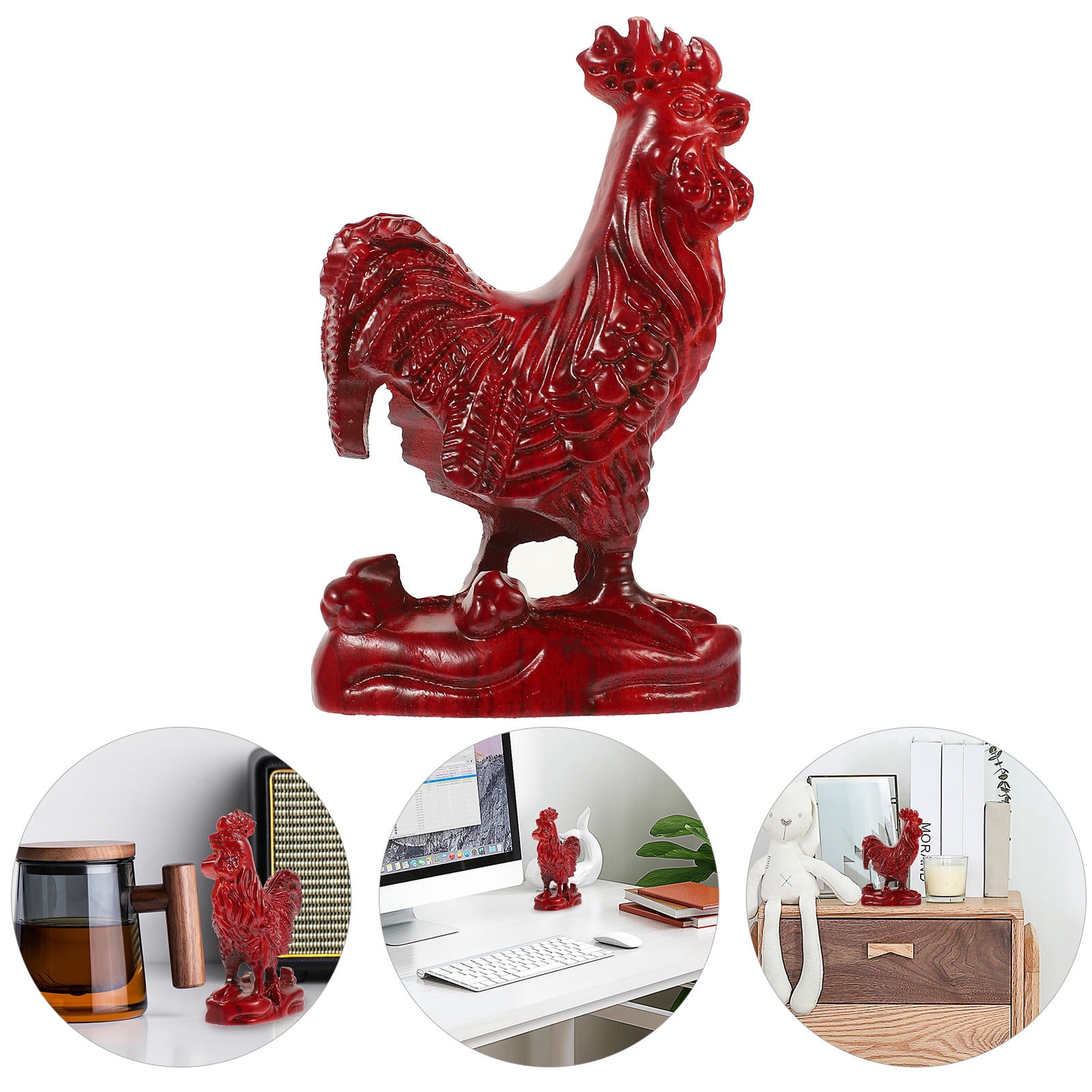 UNOMOR Rooster Decor Premium Carved Rooster Figurine Office Home ...
