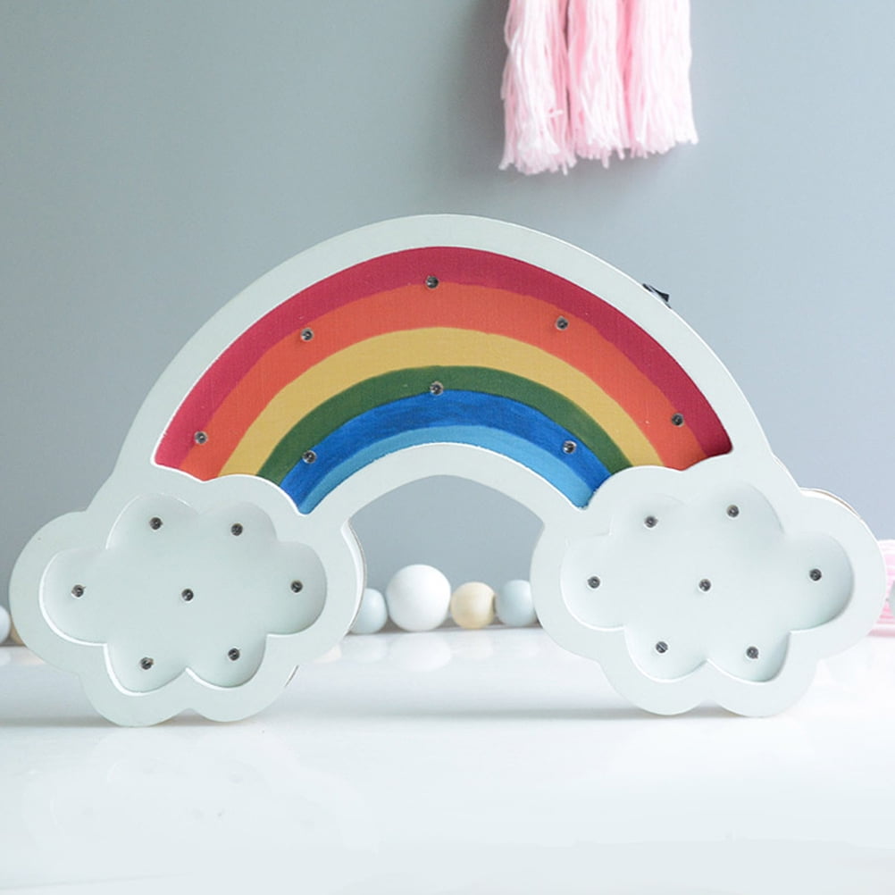 UNOMOR hanging wall lamp Rainbow LED Light Wood Wall Lamp Style for ...