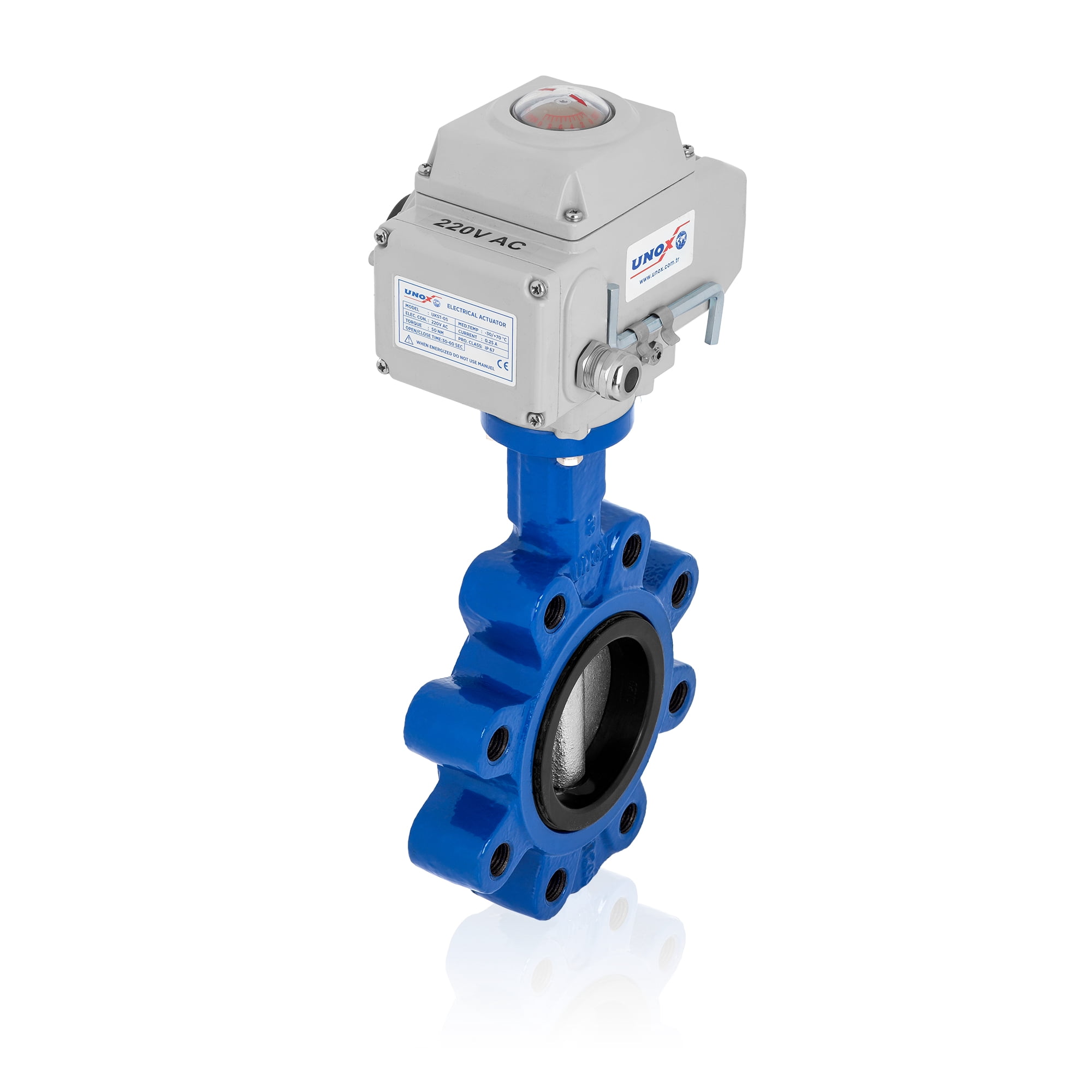 UNOX Butterfly Valve DN200 (8") 220V AC Electric Actuator Lug Type ...