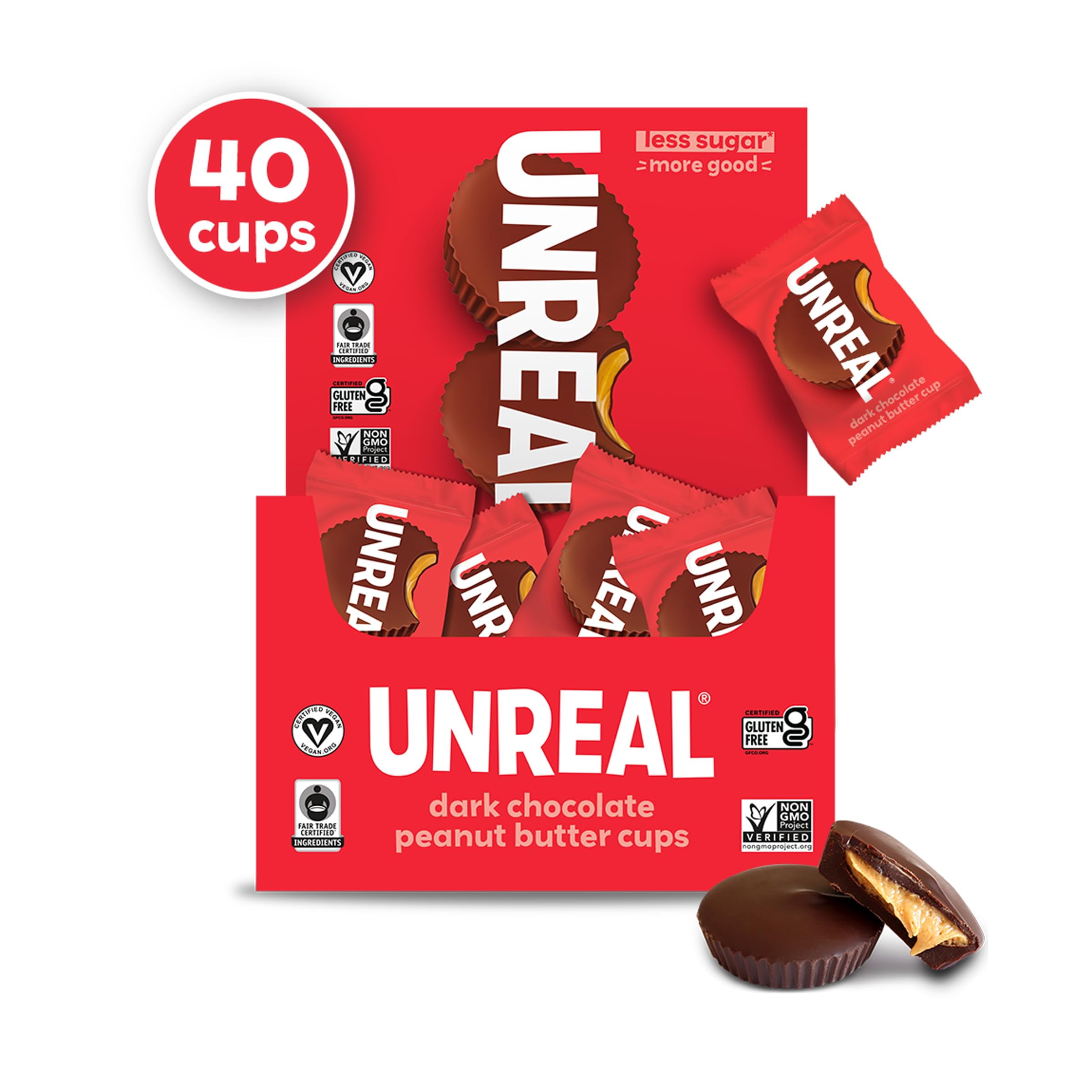 UNREAL Dark ChocolateITSC Peanut Butter Cups (40 Individually Wrapped ...