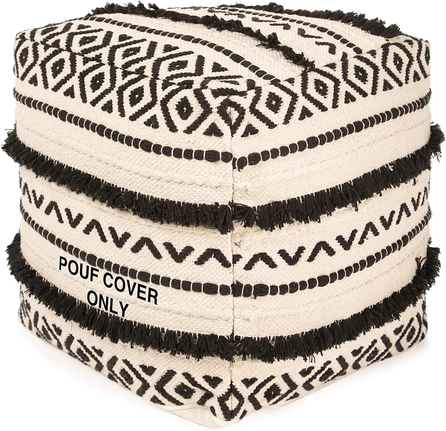 REDEARTH Textured Boho Storage Cube Bean Bag Farmhouse Poof Pouffe ...