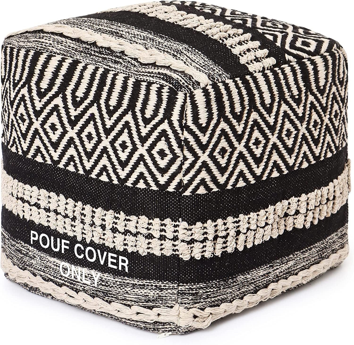 UNSTUFFED Pouf Ottoman Cover - REDEARTH Textured Storage Cube Bean Bag ...