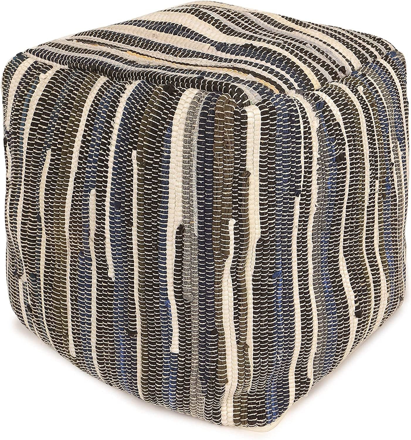 UNSTUFFED Pouf Ottoman Cover - REDEARTH Textured Storage Cube Bean Bag Pouffe Accent Chair Seat ...