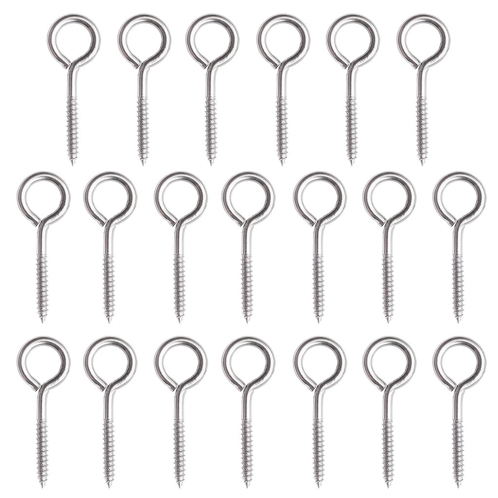 UNTERING 20 PCS // Eye-Shape Hooks Metal Cup Hooks Stainless Steel ...