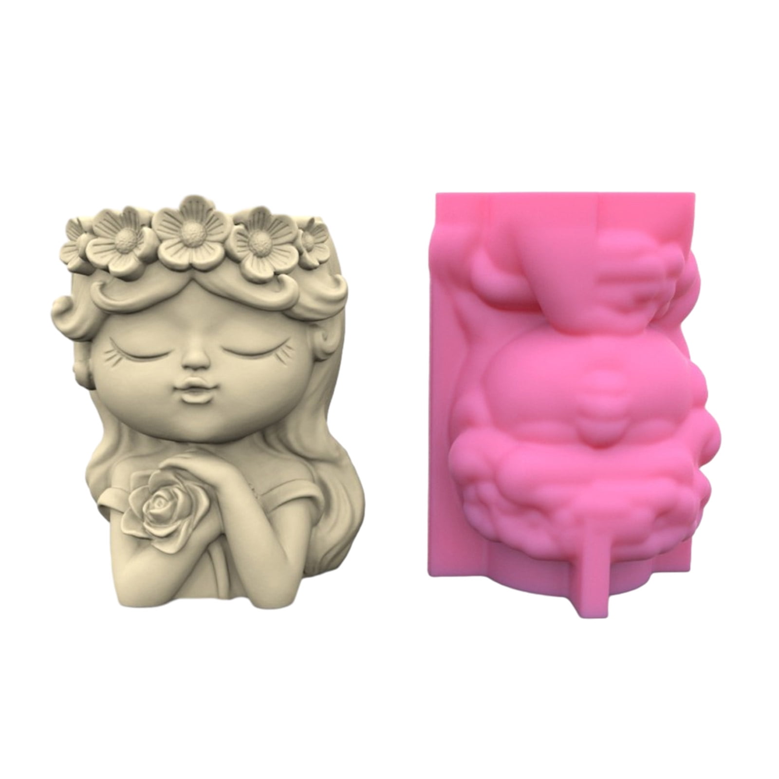 UNTERING Angel Girl Flower Silicone Mold Concrete Candlestick Resin ...