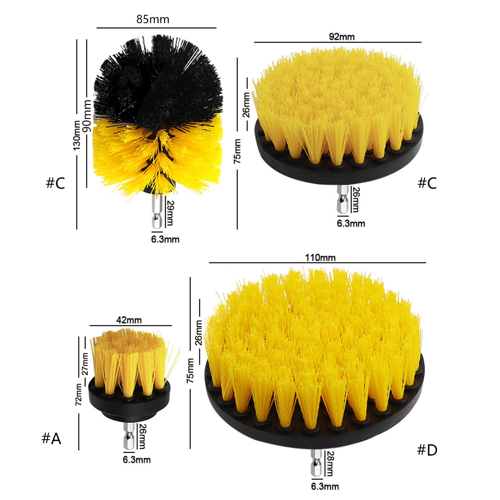 UNTERING Electric Drill Brush Round Scrubber Brushes Auto Tires Tools ...