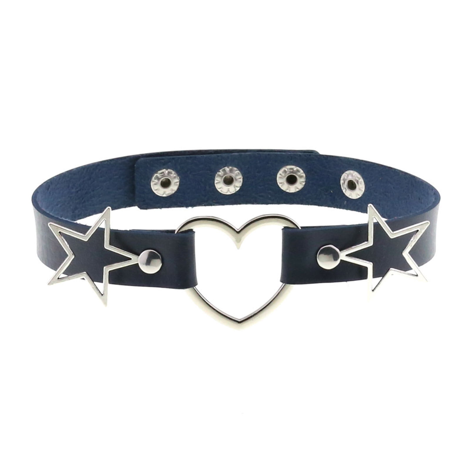 UNTERING European and American Style Leather- Collar Trend Punk Heart ...