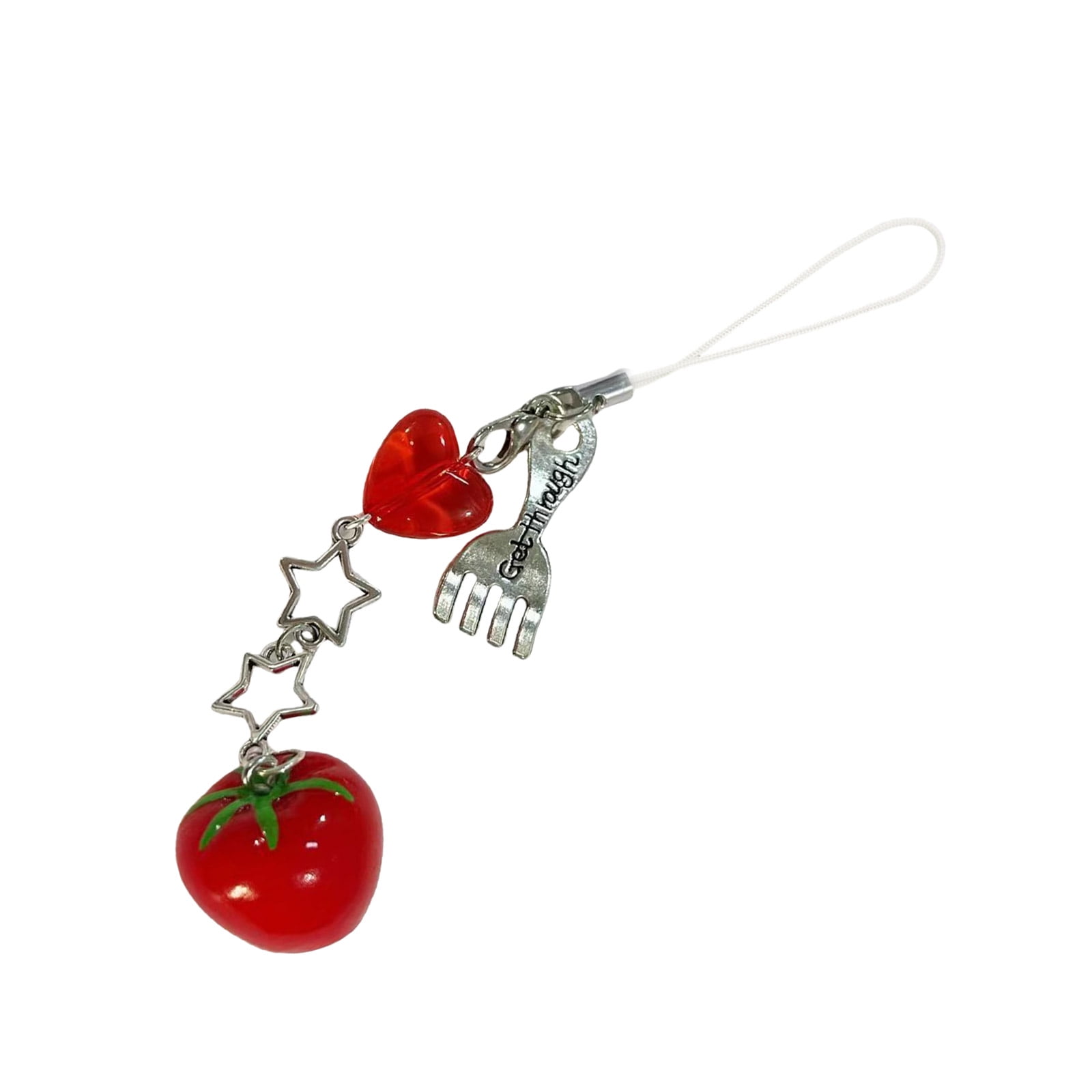 UNTERING Keychain Creative Tomato/Fork/Spoon Bag Charm Colorful Resin ...