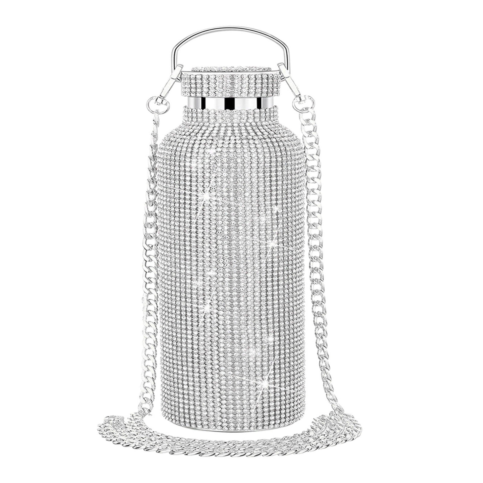 UNTERING Portable Diamond Water Bottle StainlessSteel Flask Rhinestone ...