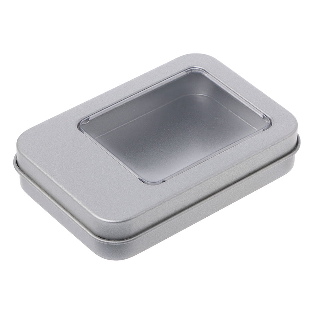 UNTERING Rectangular Tinplate Storage Box with Half Clear Window Lid ...