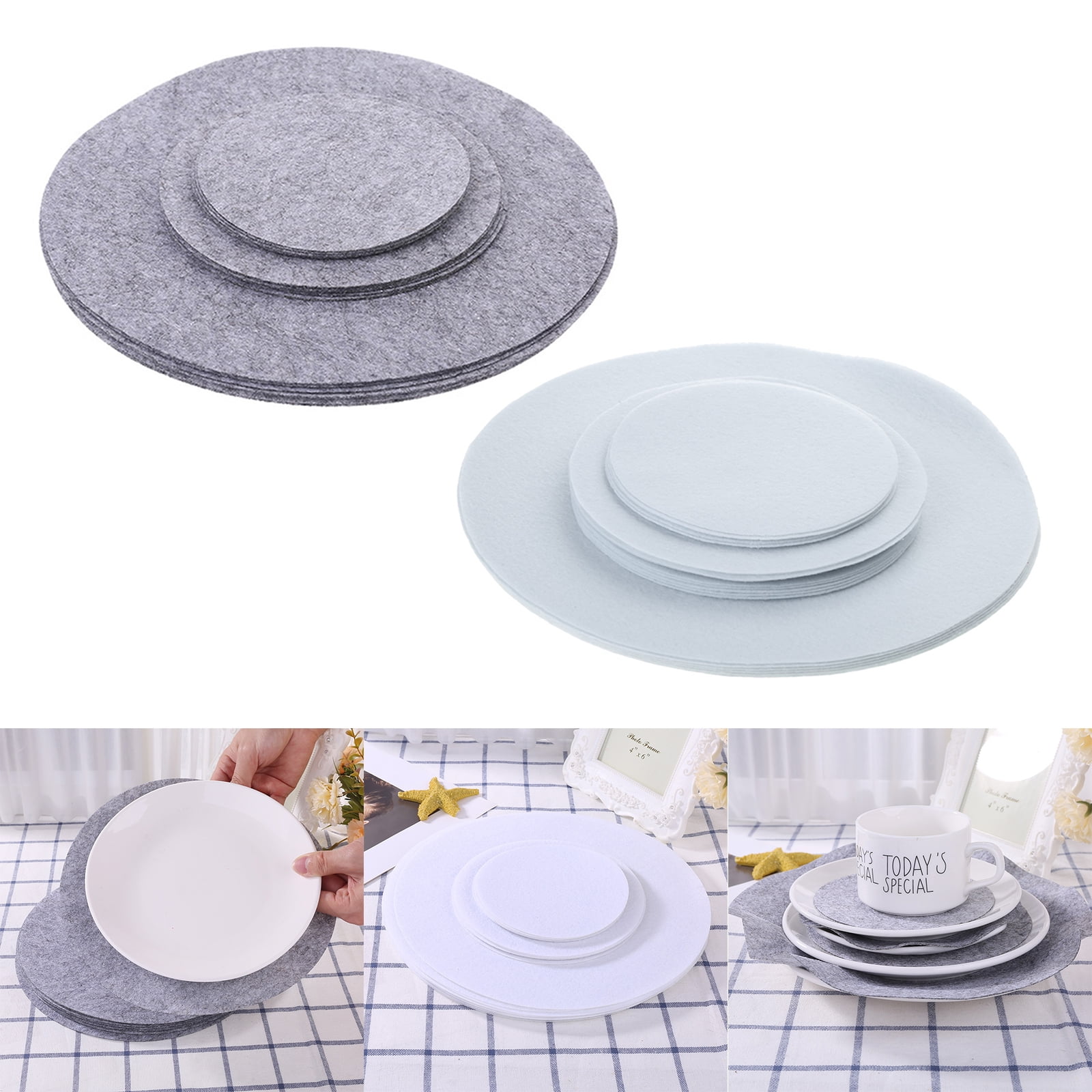 UNTERING Set of 24 Soft Felt Plate Dividers 3 Sizes Separator Cookware ...
