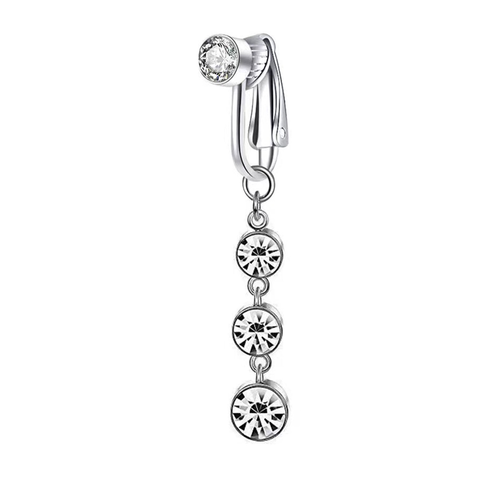 UNTERING Stylish Zirconia Piercing Belly Button Clip Easy to Wear Navel ...