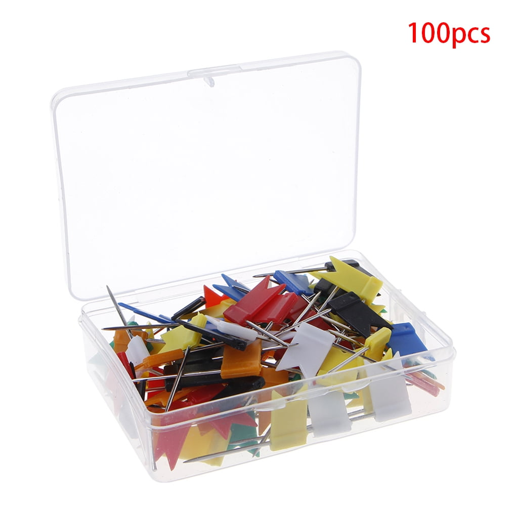 UNTERING Thumbtack 100 Pieces Mixed Color Flag Push Pins Nail Thumb Map ...