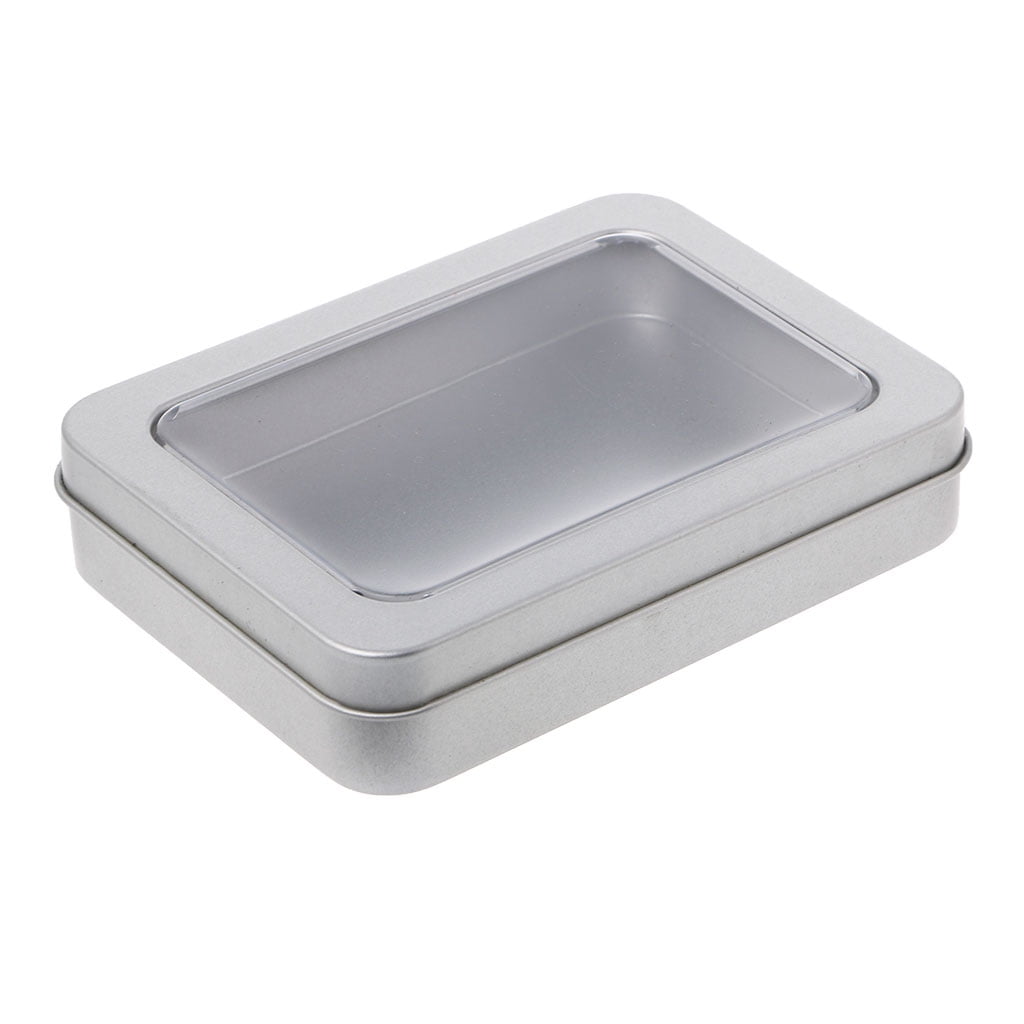 UNTERING Tinplate Storage Box with Clear Window Top Metal Tin Can Boxes ...