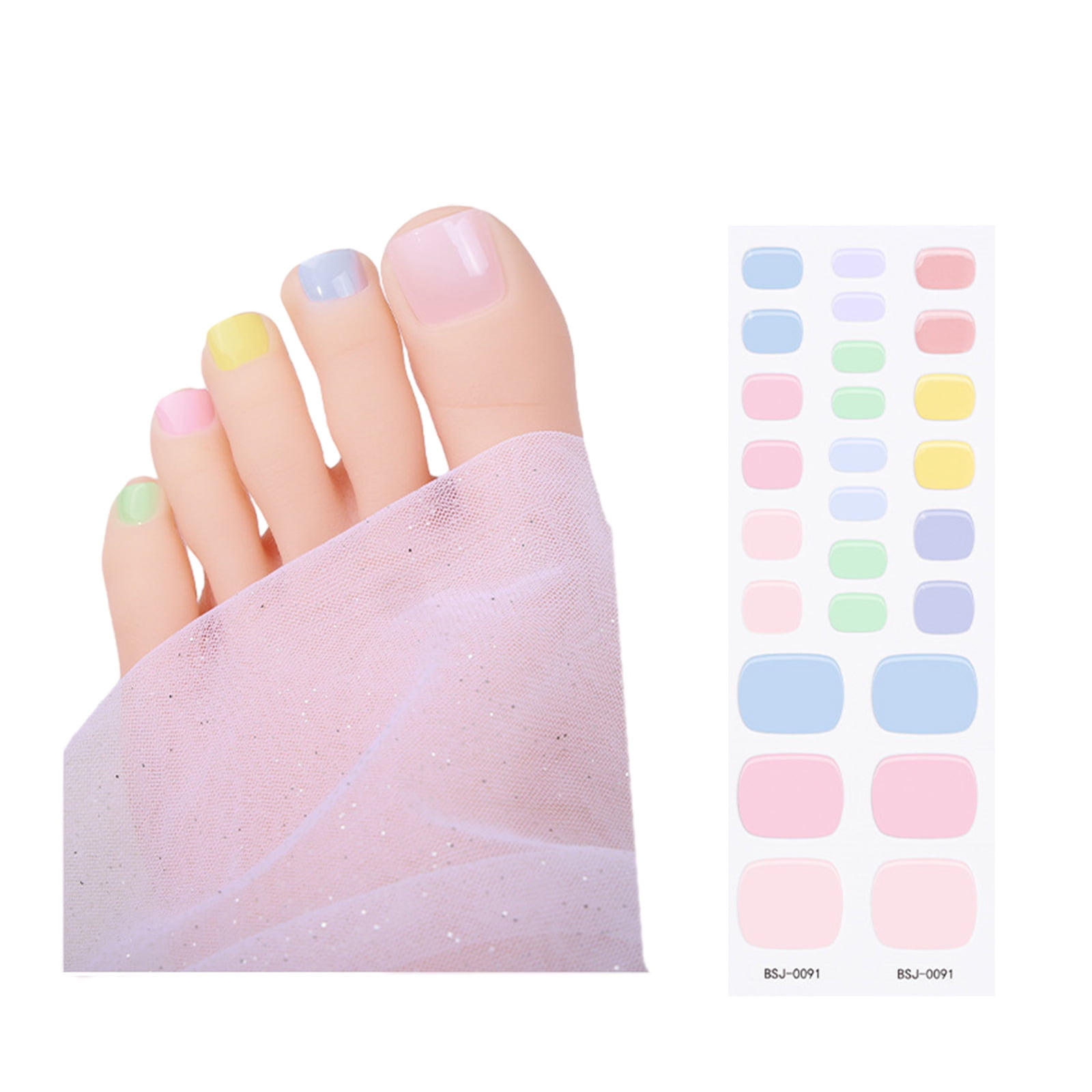 UNTERING Toenail Stickers Semi Cured Gel Toenail Strips Solid Color ...