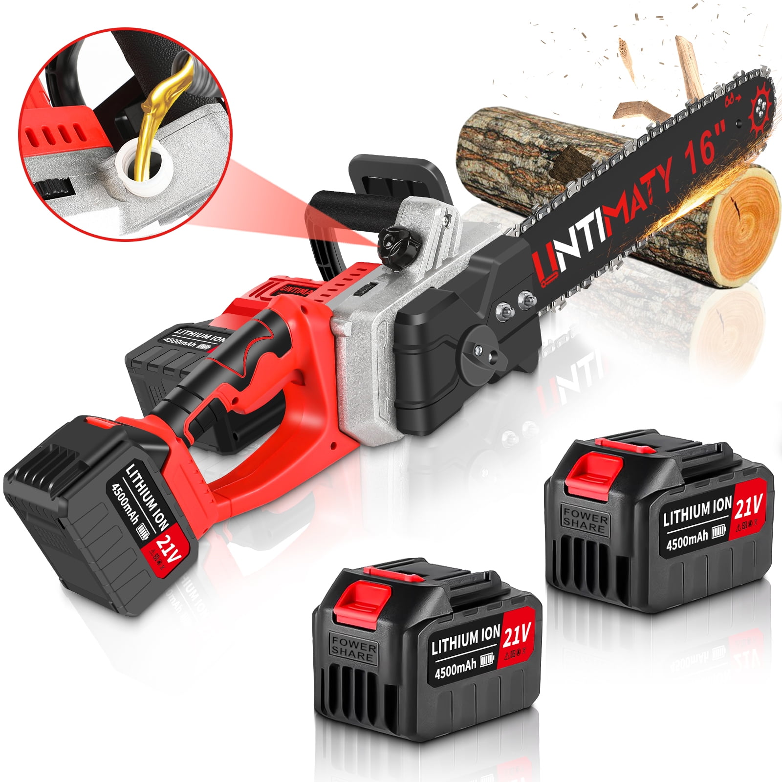 UNTIMATY 16-inch Cordless Chainsaw, Battery-Powered, Brushless Motor ...