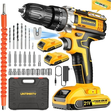 20V Cordless Drill Set with Lithium-Ion Battery, Charger, 2 Speed, LED ...