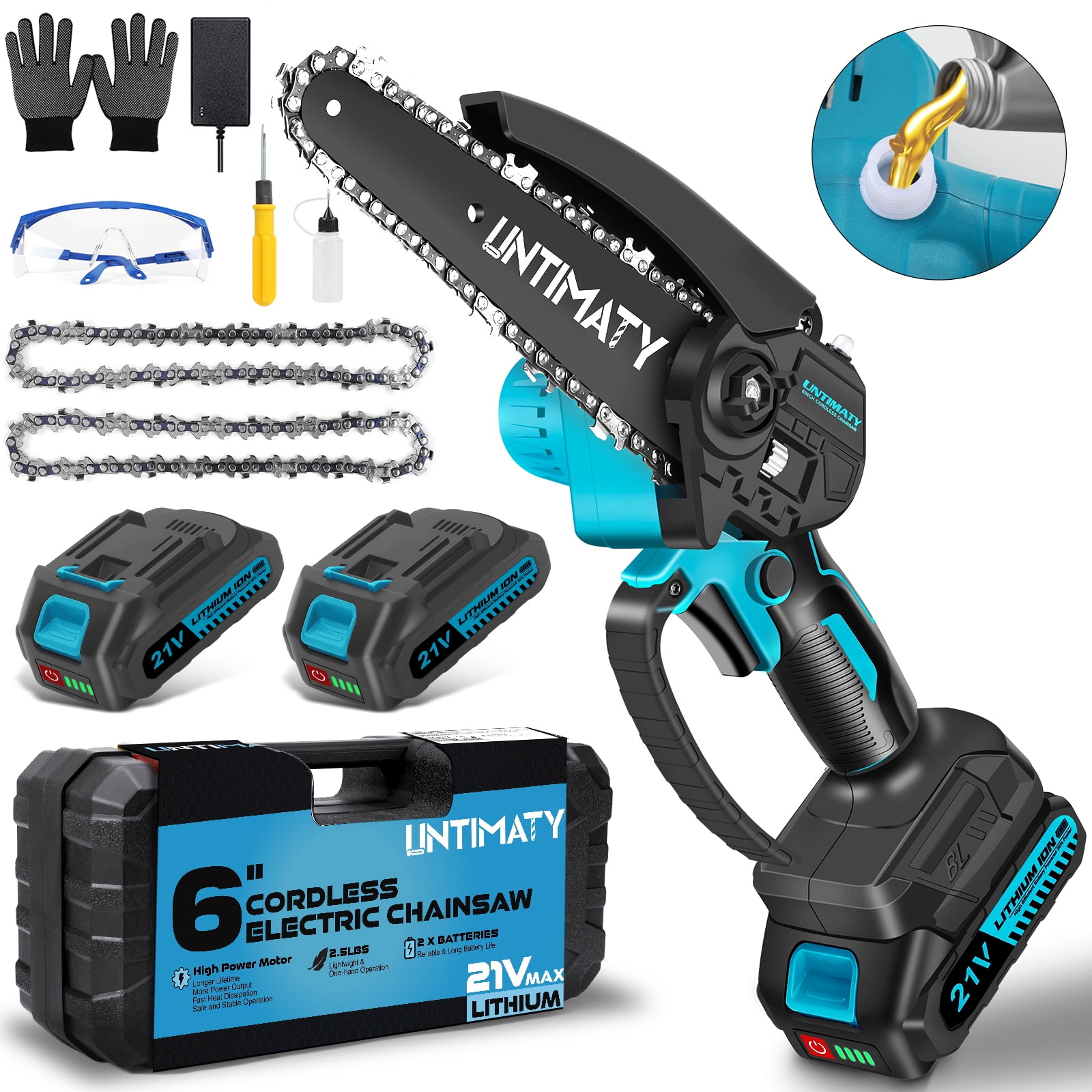UNTIMATY 6-Inch Mini Chainsaw, Cordless, Rechargeable, Handheld for ...