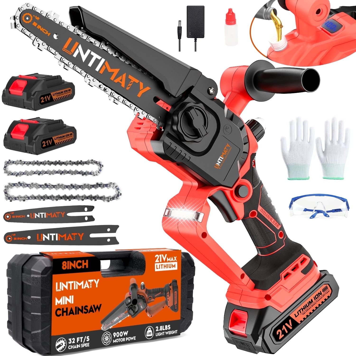 UNTIMATY 6-Inch Mini Chainsaw, Cordless, Rechargeable, Handheld for ...