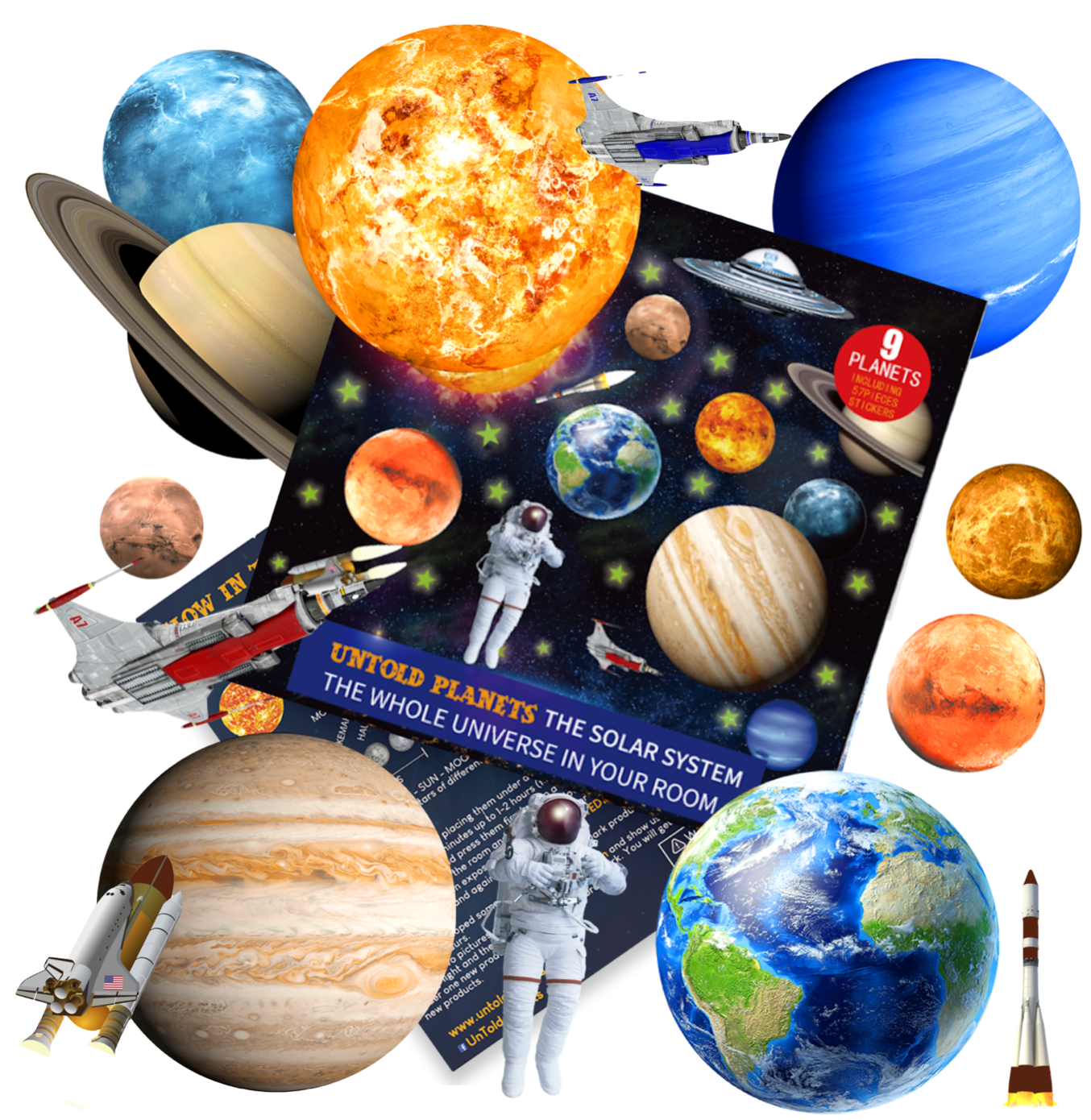 UNTOLD PLANETS Glow in The Dark Stars and Planets for Ceiling ...