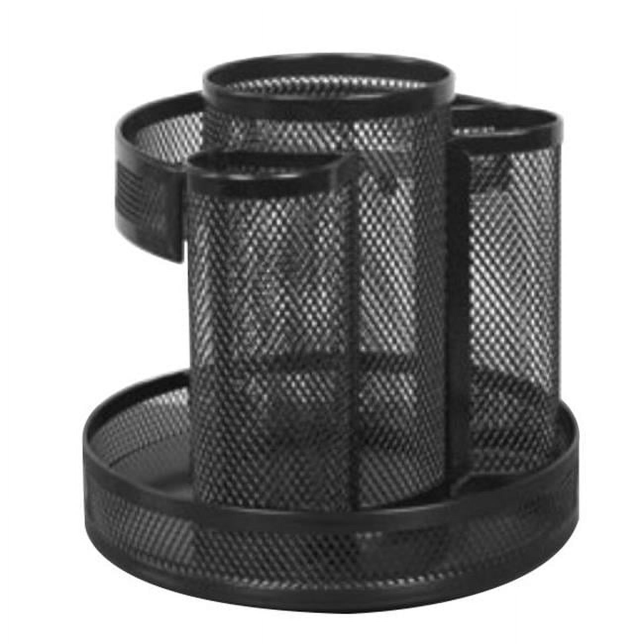 UNV 6.5 x 6.2 in. Metal Mesh Rotating Desktop Organizer, Black ...