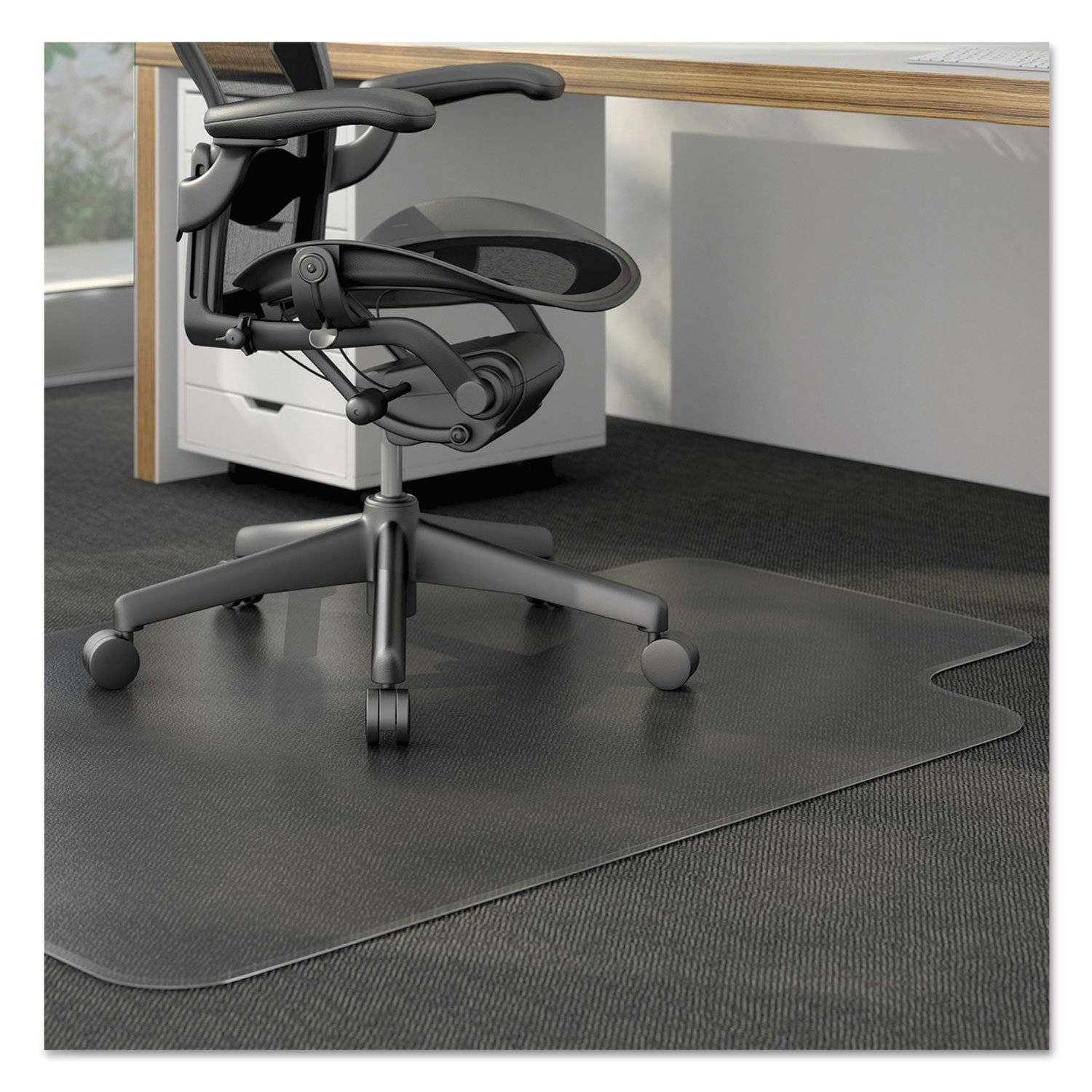 UNV56806 48" Length, 36" Width, Clear Color, Vinyl Cleated Chair Mat ...